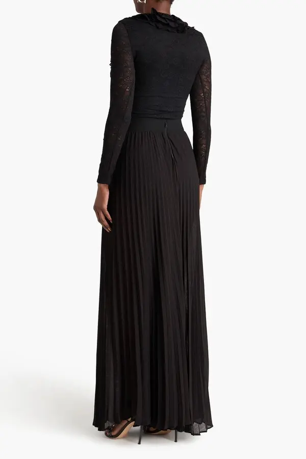 Alice + Olivia Yara Ruffled Corded Lace Blouse