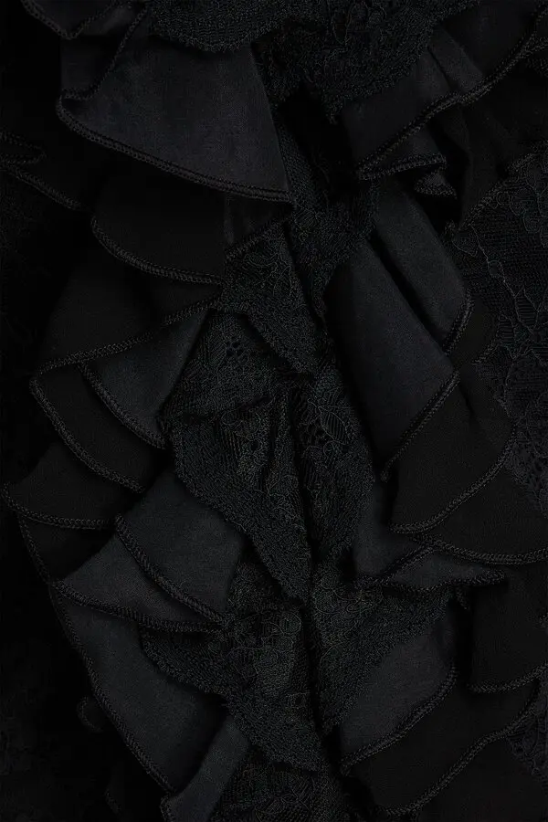 Alice + Olivia Yara Ruffled Corded Lace Blouse