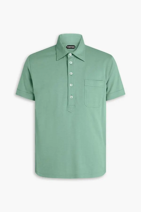 TOM FORD Cotton And Silkblend Piqué Polo Shirt - Mint