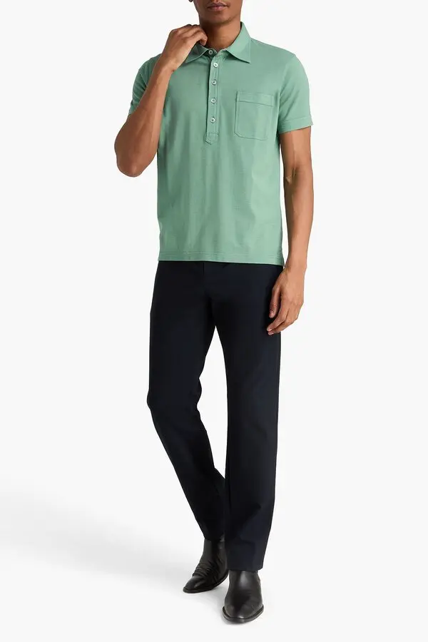 TOM FORD Cotton And Silkblend Piqué Polo Shirt - Mint