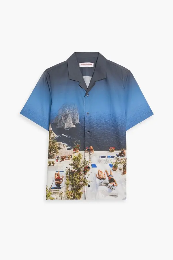 Orlebar Brown Hibbert Printed Cottonpoplin Shirt - Blue