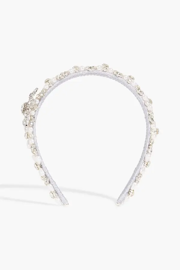 JENNIFER BEHR Grace Crystal And Faux Pearl Headband - Silver