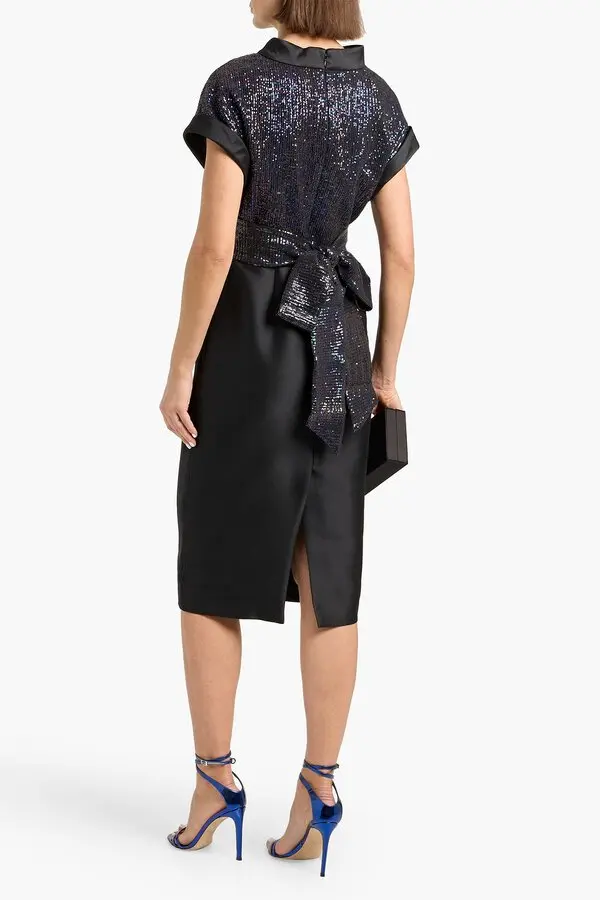 Badgley Mischka Sequined Twill Midi Dress