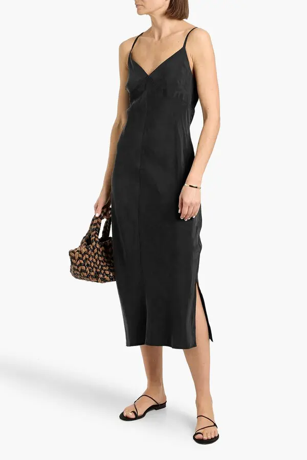 ALEX MILL Carly Washed Cupro-blend Midi Slip Dress