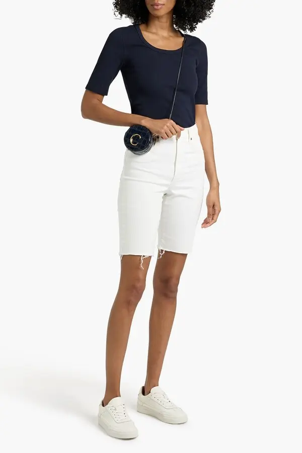 ALEX MILL Everyday Ribbed Cotton-blend Top - Navy