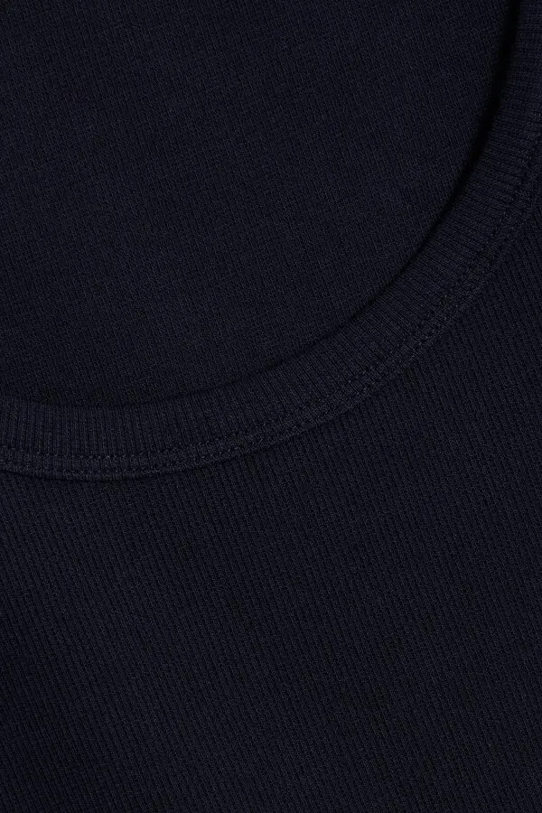 ALEX MILL Everyday Ribbed Cotton-blend Top - Navy