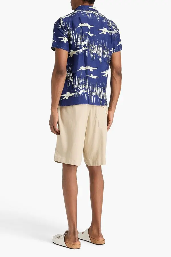 Orlebar Brown Hibbert Printed Linenblend Shirt - Navy