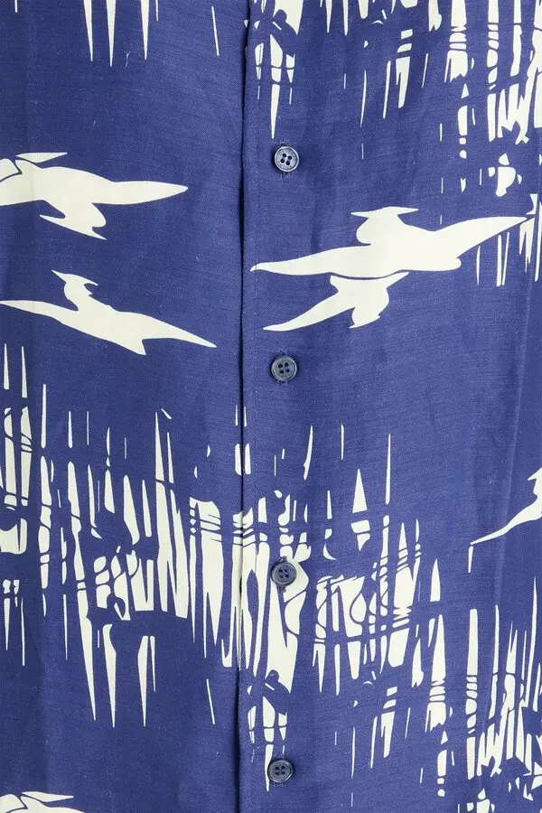 Orlebar Brown Hibbert Printed Linenblend Shirt - Navy
