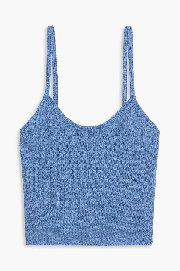 THE ELDER STATESMAN Nora Lite Bouclé-knit Camisole - Blue