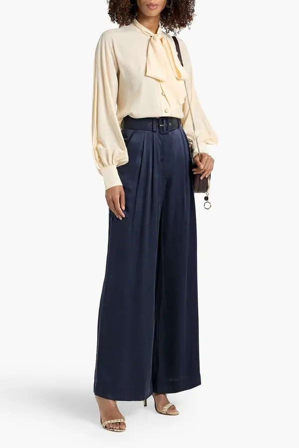 Zimmermann Belted Pleated Wide-leg Pants