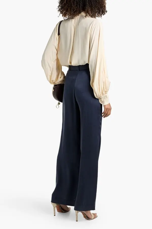 Zimmermann Belted Pleated Wide-leg Pants