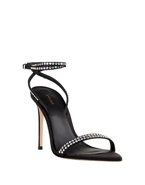 LE SILLA Crystal-embellished Satin Stiletto Sandals