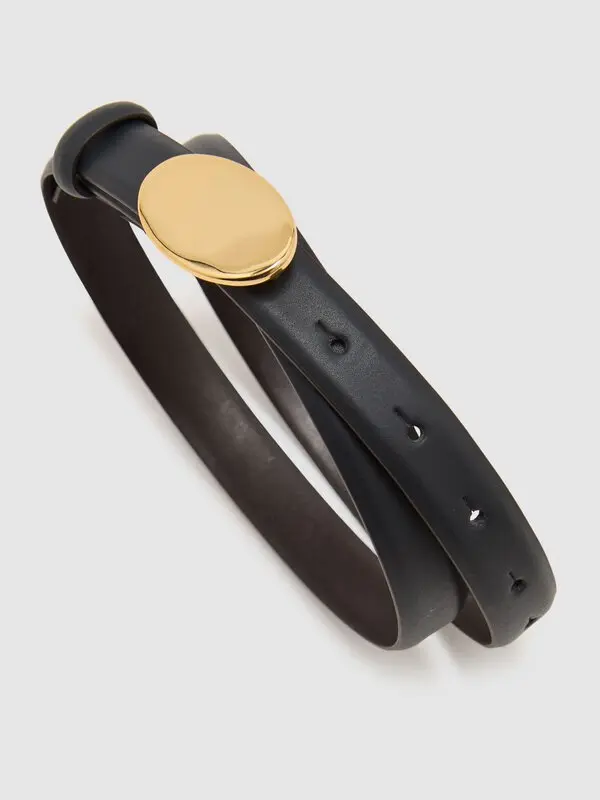 REISS Elora Leather Belt With Oval Buckle
