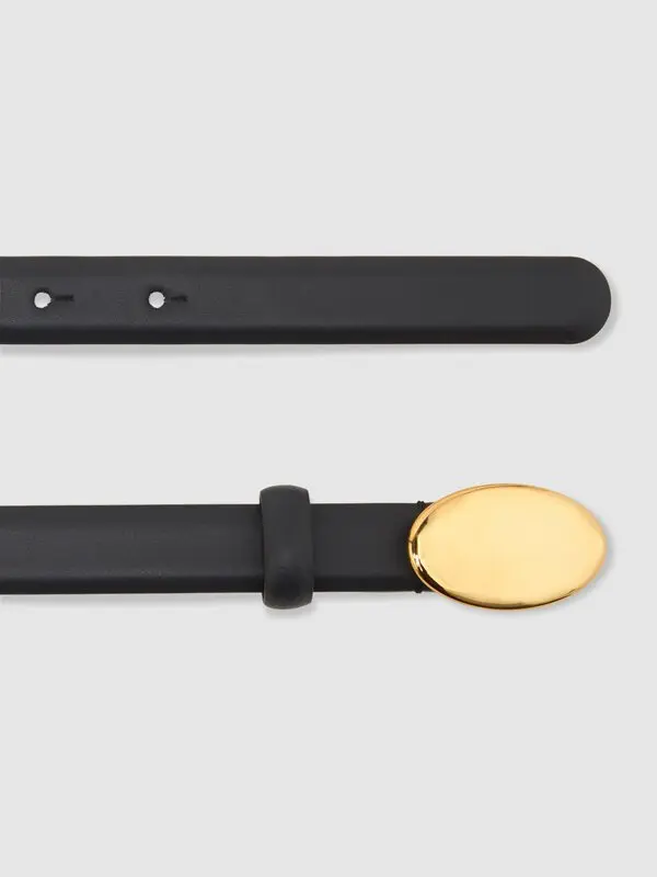 REISS Elora Leather Belt With Oval Buckle