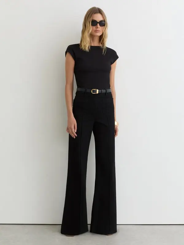 REISS Serena Stretch-cotton Scoop-back Top - Black