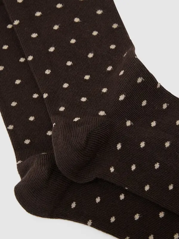 REISS Dotty Polka-dot Socks - Chocolate