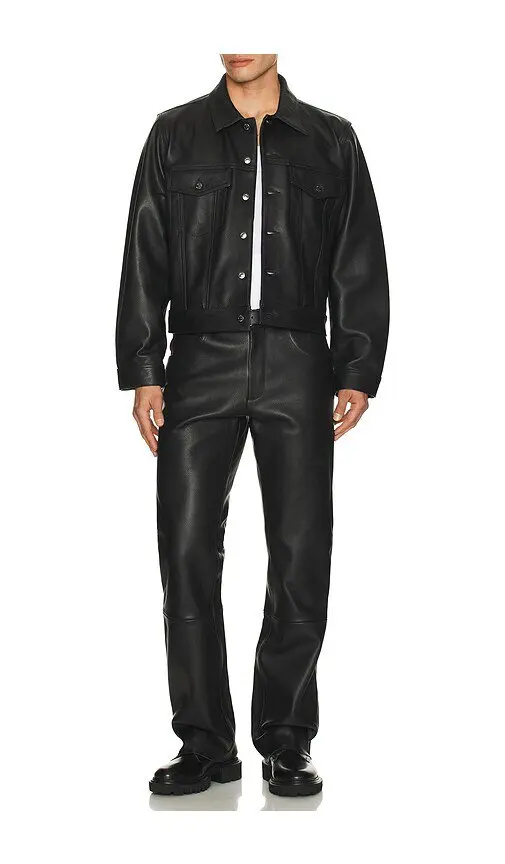 MIDNIGHT RODEO Leather Trucker Jacket