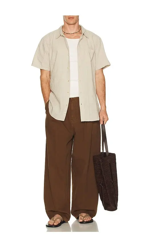 Marine Layer Seersucker Classic Shirt In Cream