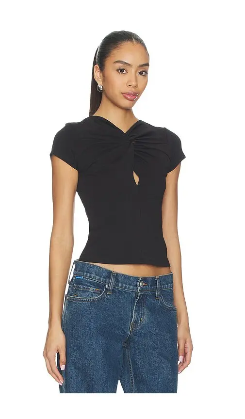 GRLFRND Keyhole Twist Short Sleeve Tee - Black