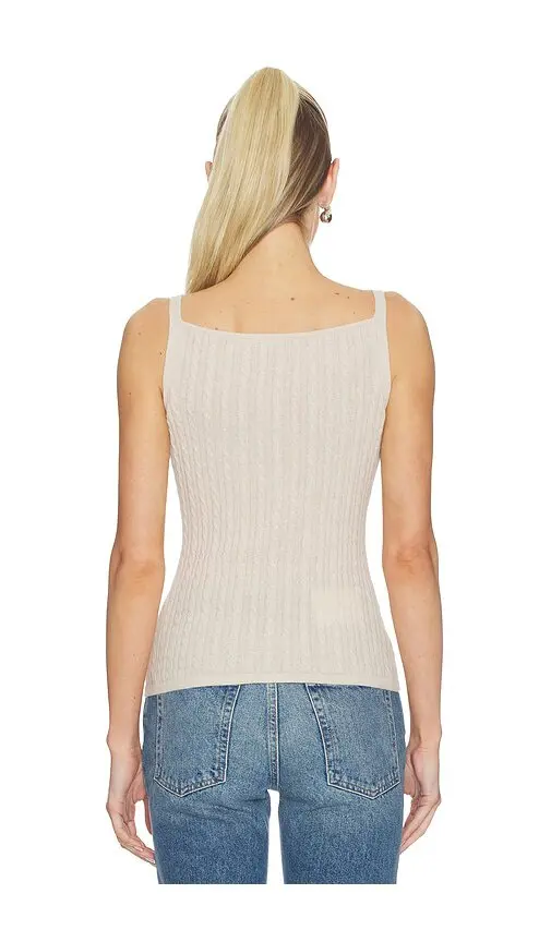 Soft Goat Cable Knit Singlet Top - Chalk