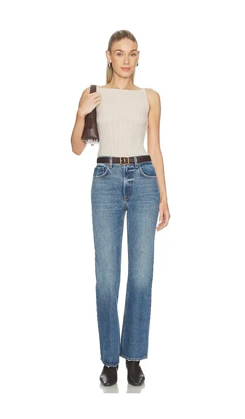 Soft Goat Cable Knit Singlet Top - Chalk
