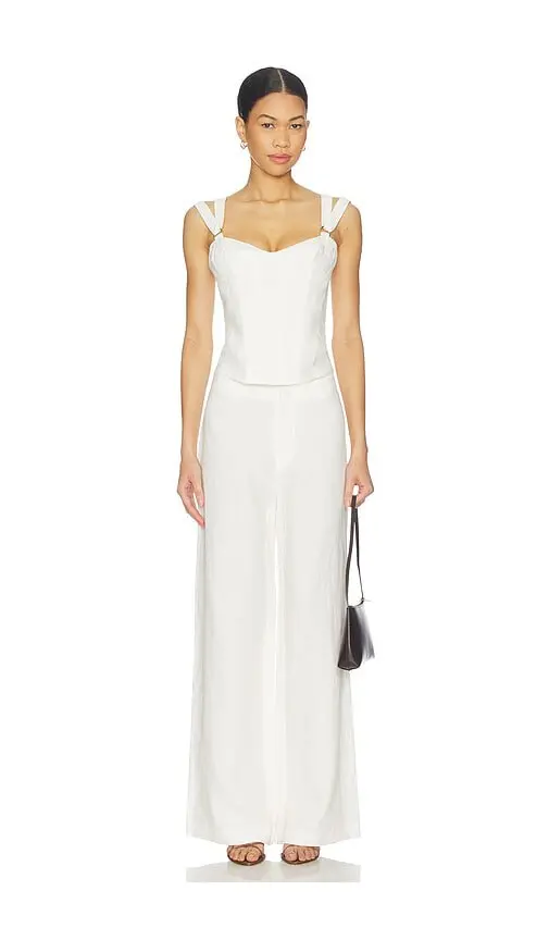Bardot Serafina Linen Corset Top - Ivory
