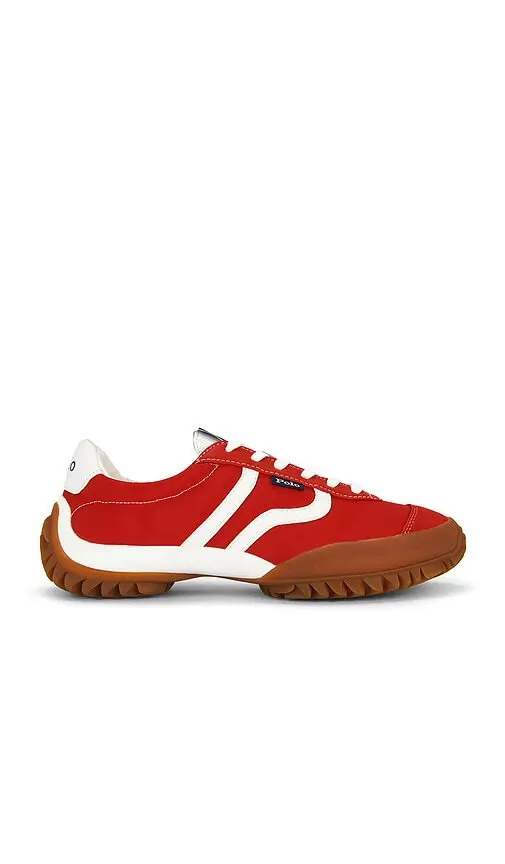 Polo Ralph Lauren Nappa Leather Low Top Sneakers In Red - Cruise Red & Deckwash White