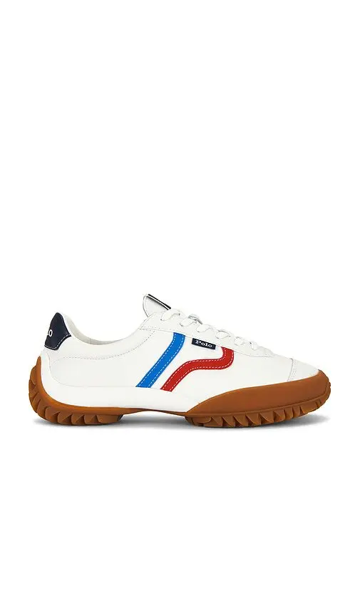 Polo Ralph Lauren Nappa Leather Low Top Sneakers In White - Deckwash White Multi