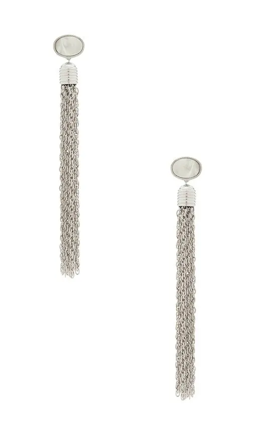LELET NY Charlotte Tassel Earrings In Metallic Silver - Mother Of Pearl