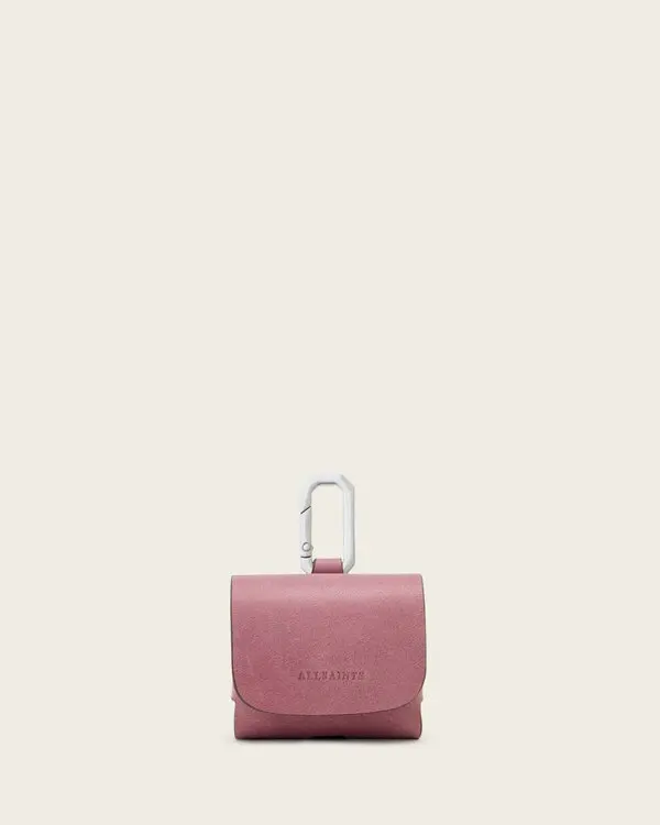 ALLSAINTS Airpod Leather Hex Case - Raspberry Pink