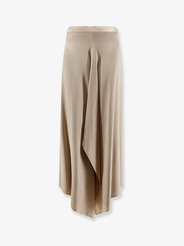 ALYSI Flared Satin Skirt - Beige