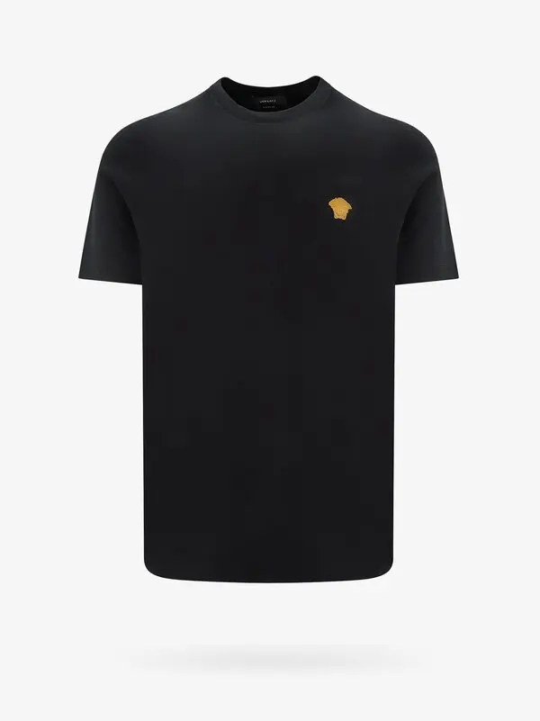 Versace Cotton Tshirt With Embroidered Logo On The Front