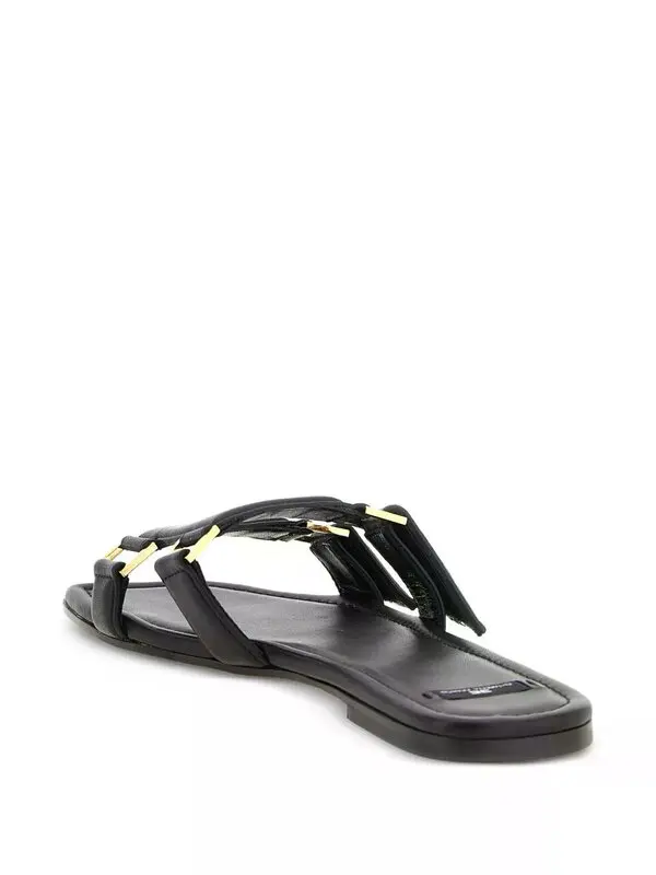 Elisabetta Franchi Logo Leather Sandals - Black