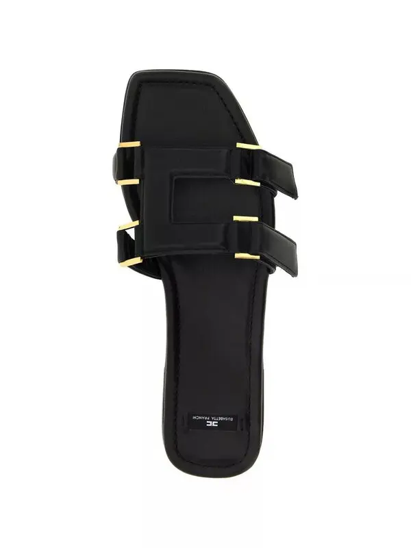 Elisabetta Franchi Logo Leather Sandals - Black
