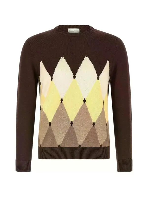 BALLANTYNE Argyle Jacquard Sweater - Brown