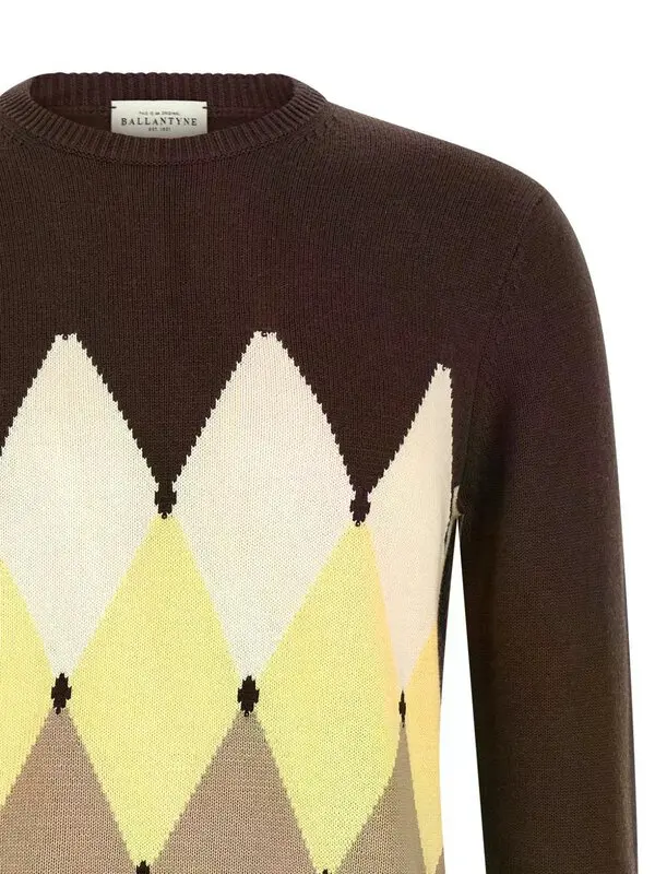 BALLANTYNE Argyle Jacquard Sweater - Brown