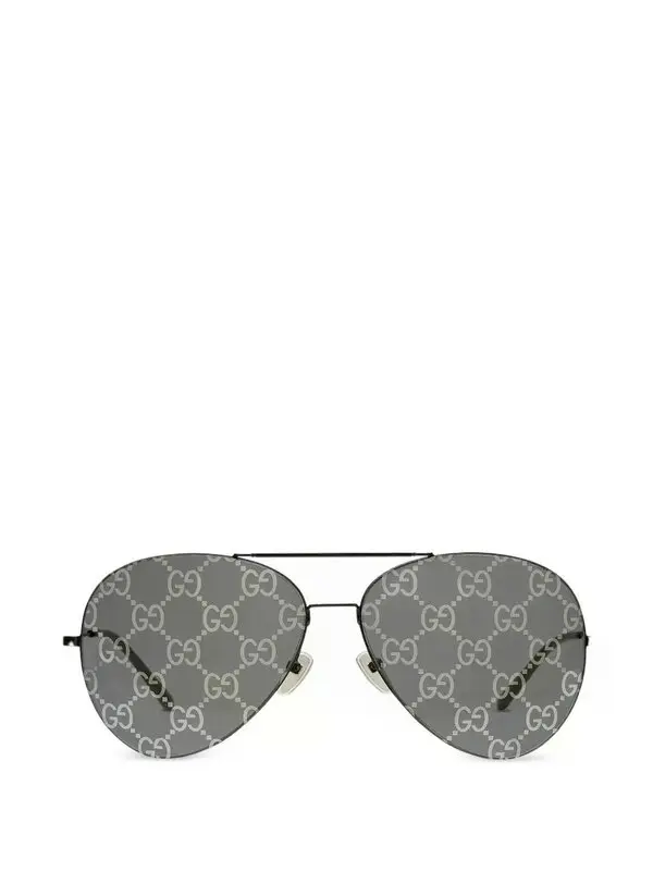 Gucci Pilot-frame Logo-pattern Sunglasses - Black