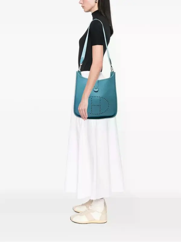 Hermès 2005 Clemence Evelyne Gm Crossbody Bag - Blue