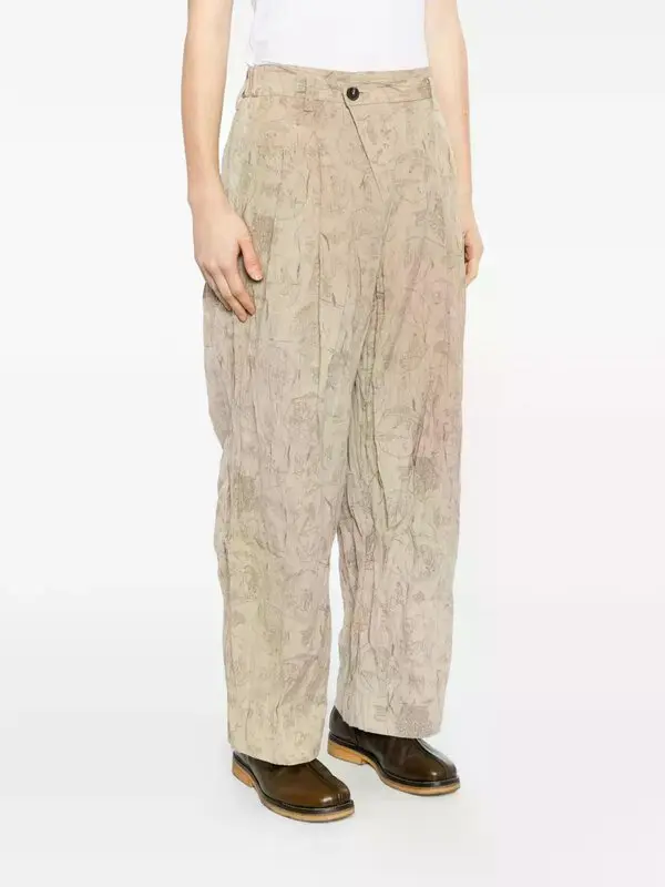 ZIGGY CHEN Graphic Print Pleated Trousers