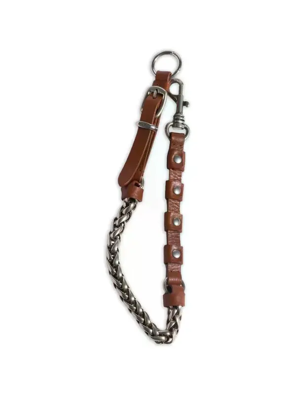 Miu Miu Studded Buckle Chain Keyring - Brown