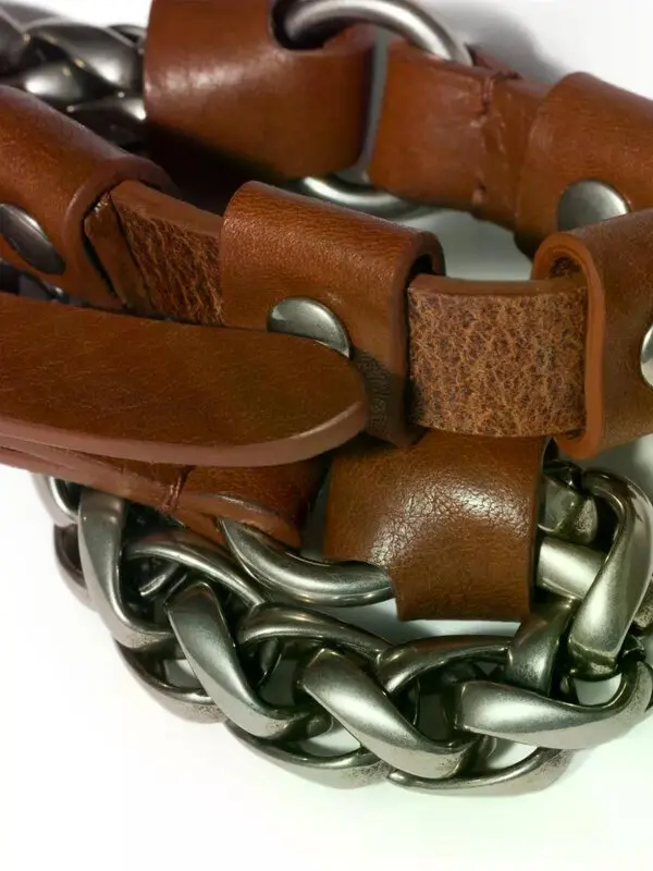 Miu Miu Studded Buckle Chain Keyring - Brown
