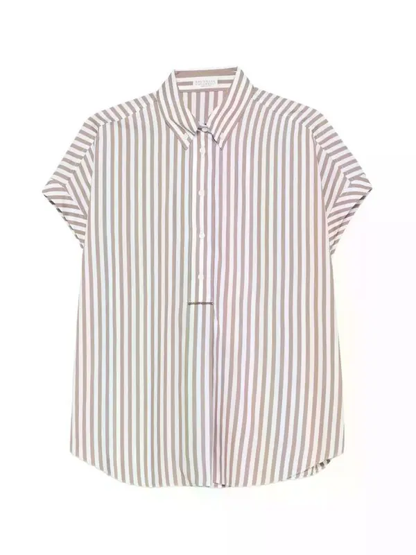 Brunello Cucinelli Striped Buttoned Blouse