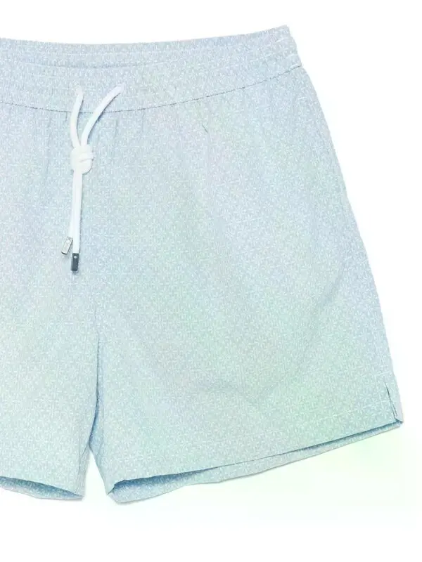 Fedeli Madeira Sakar-patterned Swim Shorts - Blue