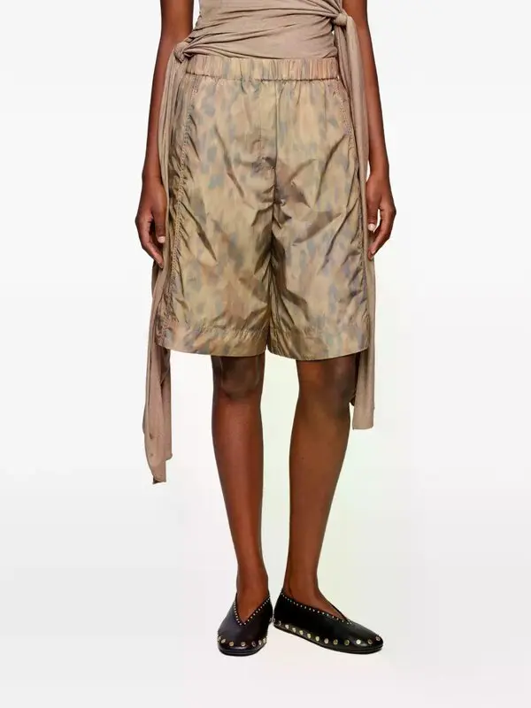 GANNI Animal Print Elasticated Waist Shorts