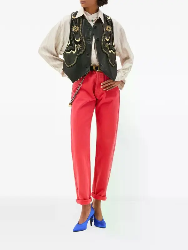 Versace Straight Leg Jeans With Medusa Logo Back Label