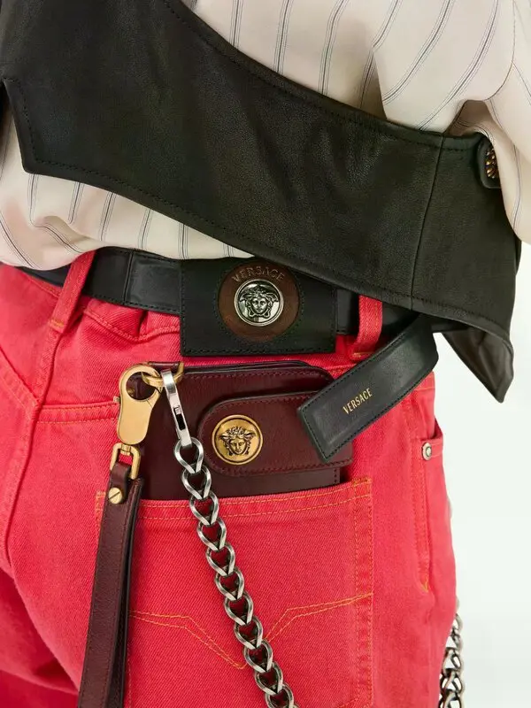 Versace Straight Leg Jeans With Medusa Logo Back Label