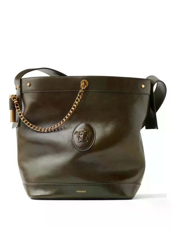 Versace Medusa Cameo Large Leather Bucket Bag