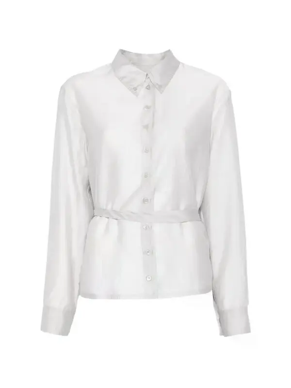 LOW CLASSIC Sheer Shirred Blouse - Grey
