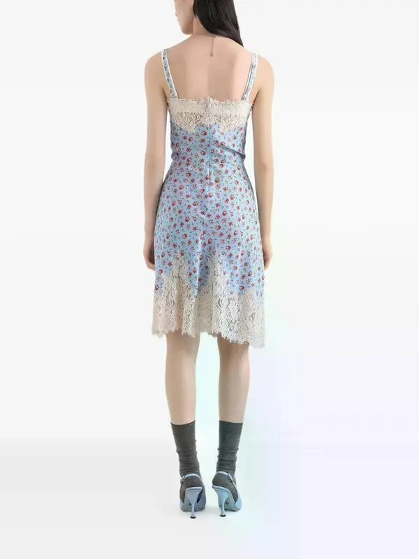 Dolce & Gabbana Floral-print Midi Dress With Lace Details