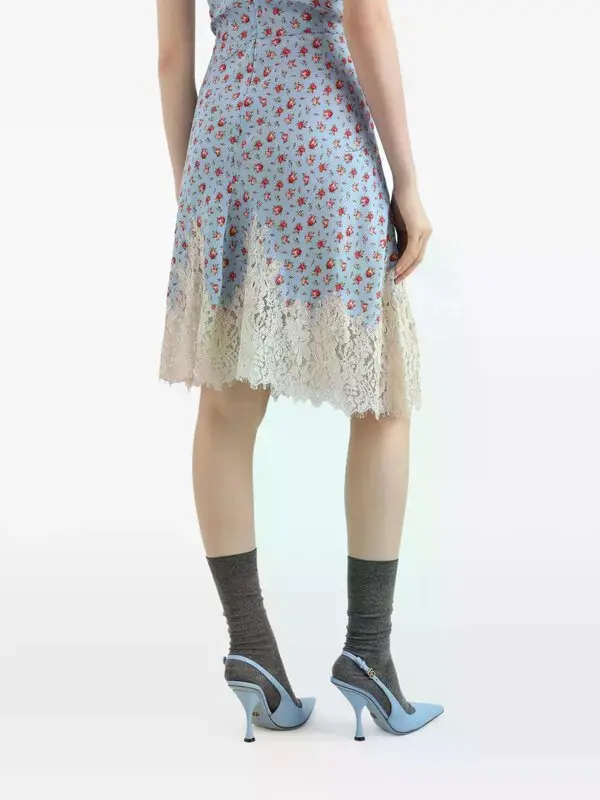 Dolce & Gabbana Floral-print Midi Dress With Lace Details
